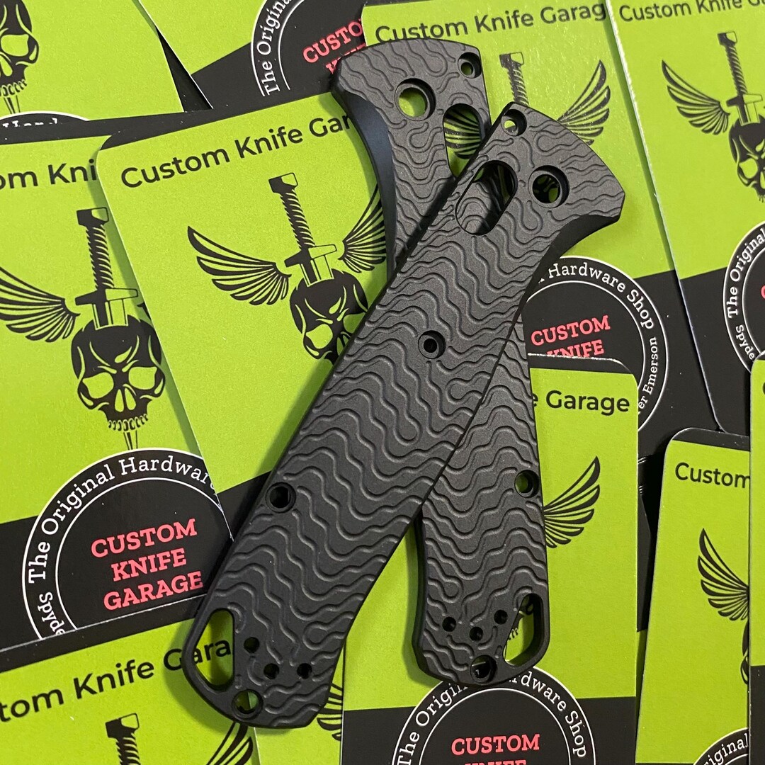 Benchmade Bugout 535 Replacement Scale Kit BLACK Metal Wave Pattern CNC ...