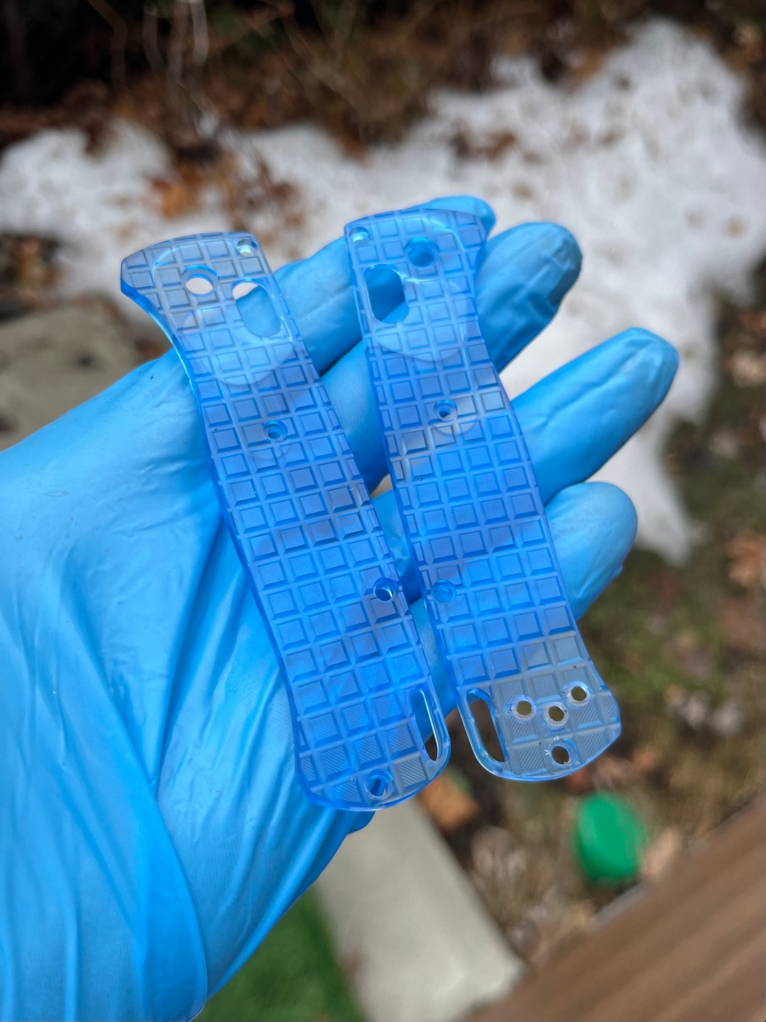 Benchmade Bugout 535 Replacement Scale Kit / Clear BLUE Fragged Pattern ...