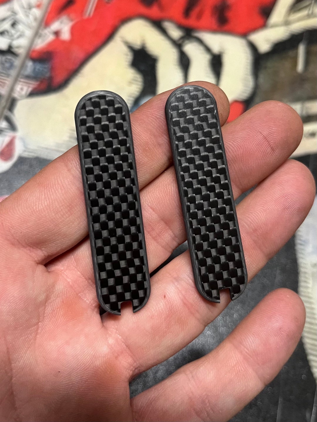Fits Army Knife 58mm Replacement Scale Kit / Carbon Fiber WITH ...