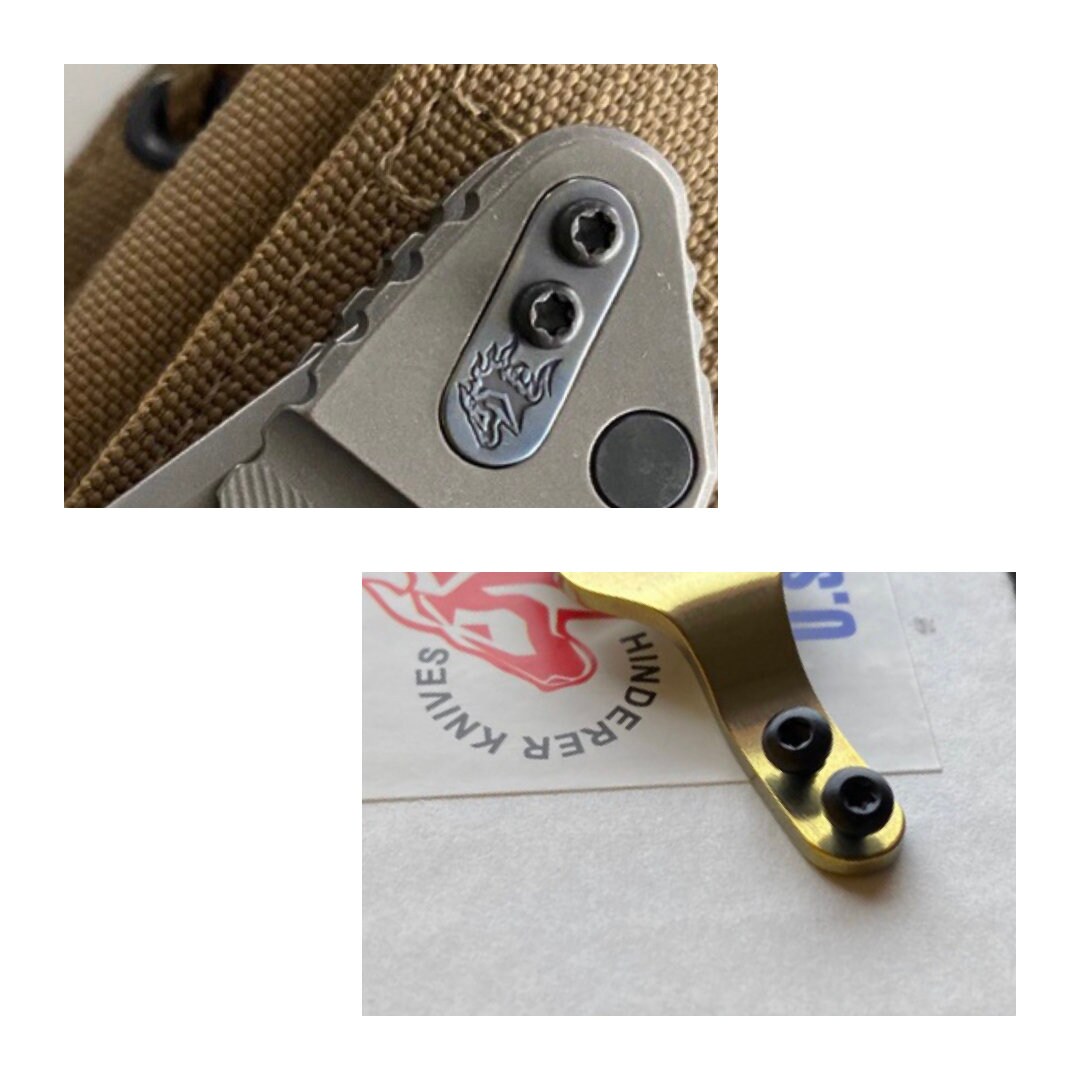 TITANIUM Rick Hinderer Pocket Clip + Filler Tab Screws 4x Black ...
