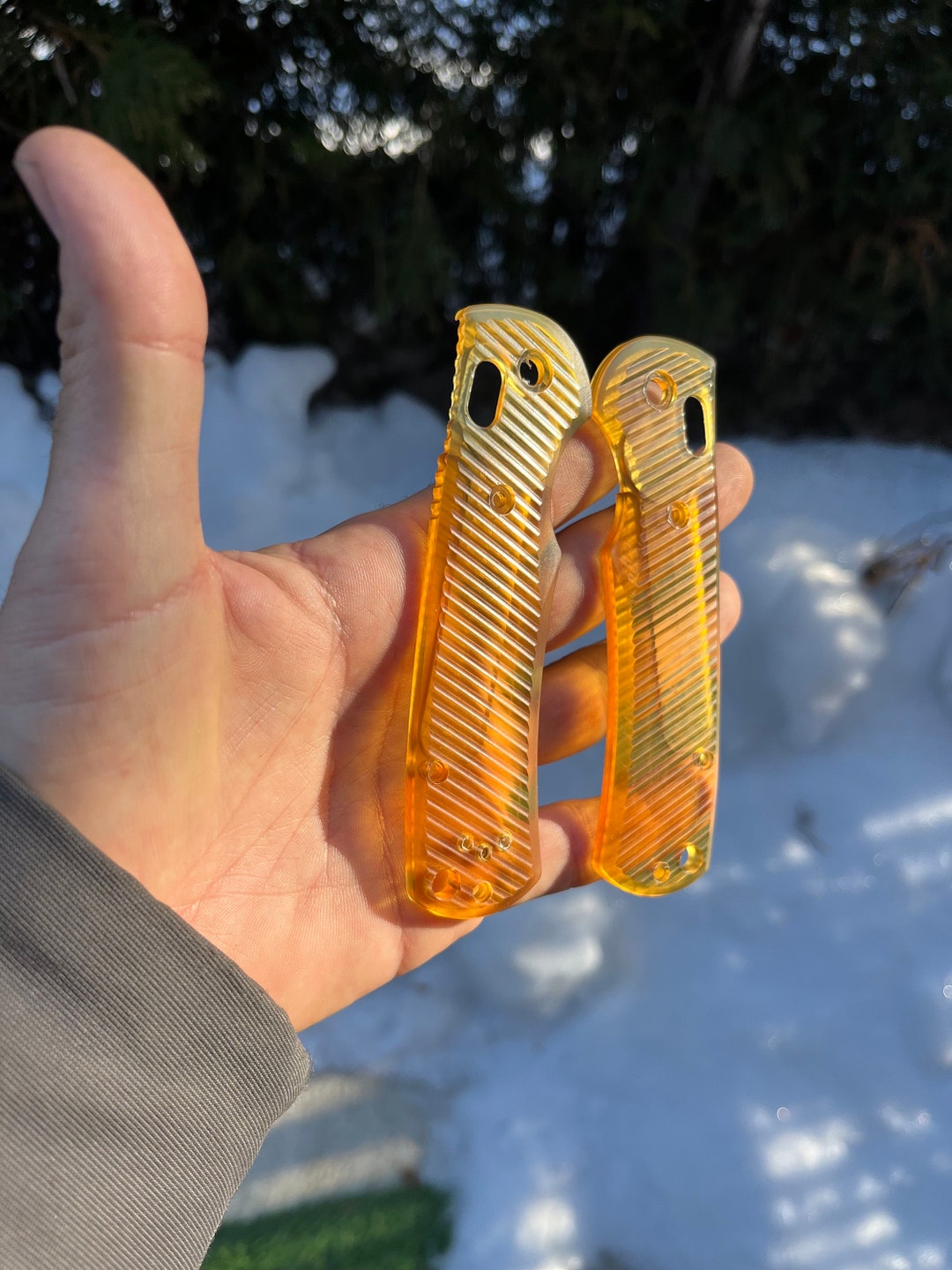 Benchmade Griptilian (large) Scale Set / CLEAR Golden Lined Finish ...