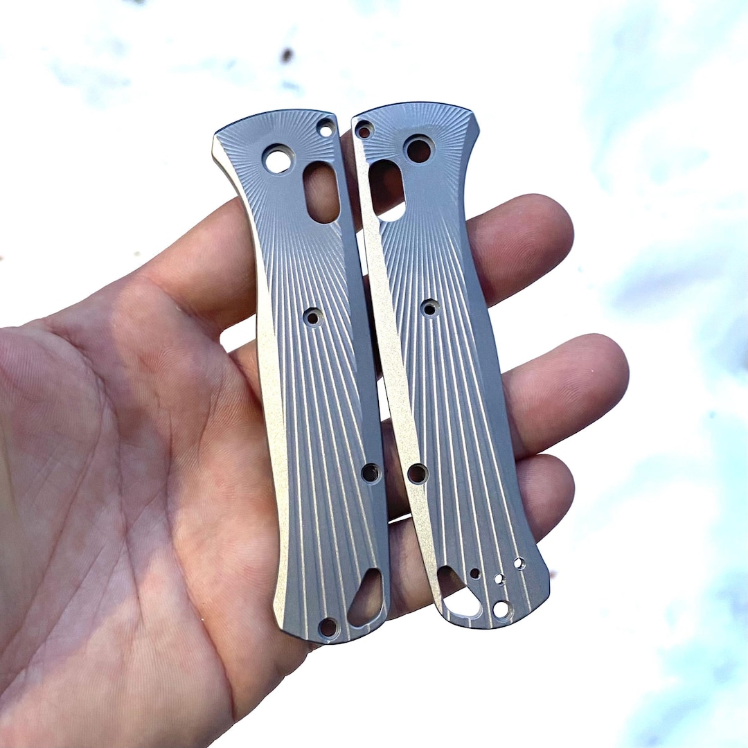 Benchmade Bugout 535 Replacement Scale Kit / SILVER Metal Lined Pattern ...