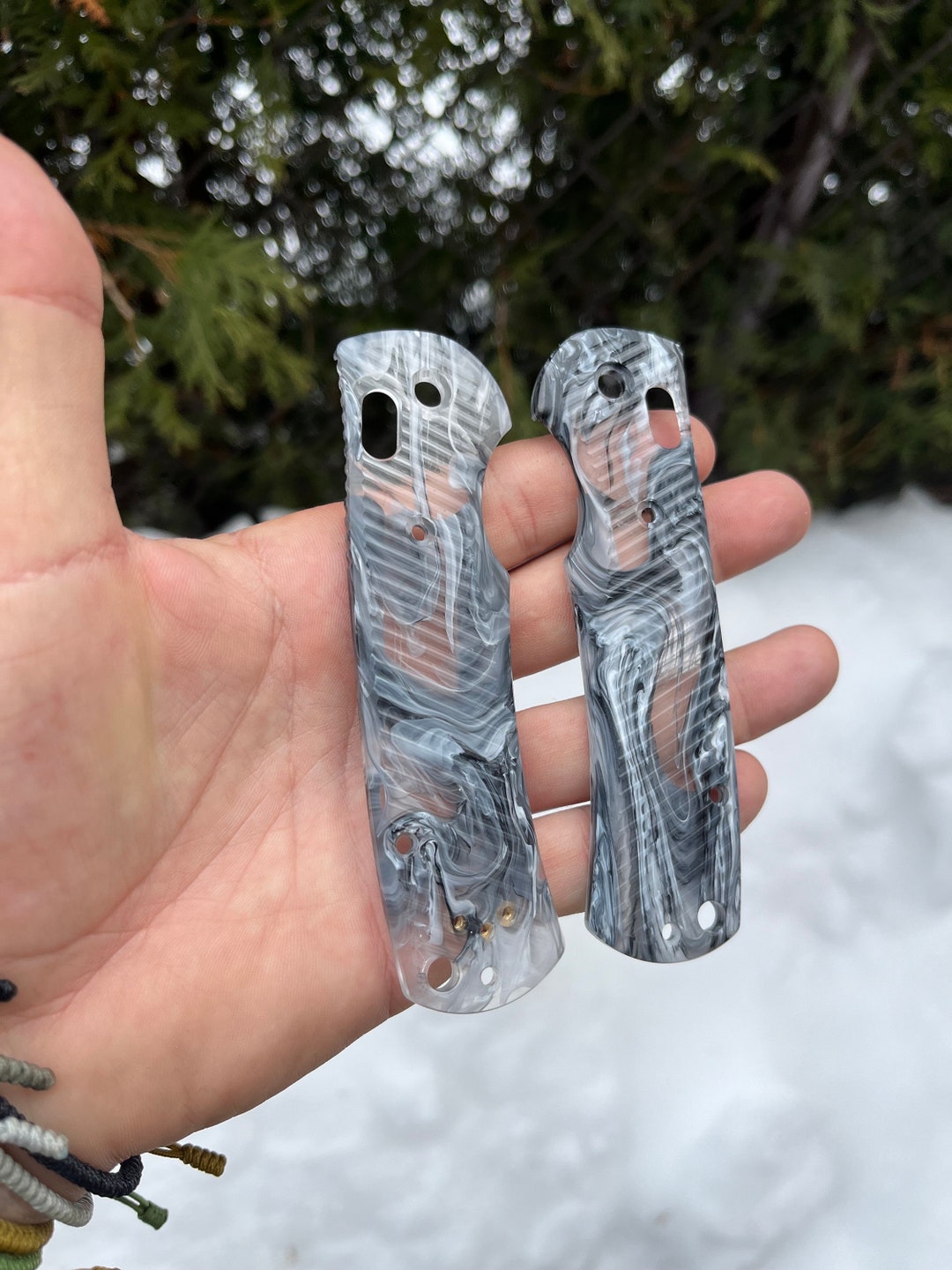 Benchmade Griptilian (large) Scale Set / Black Marble Lined Finish ...