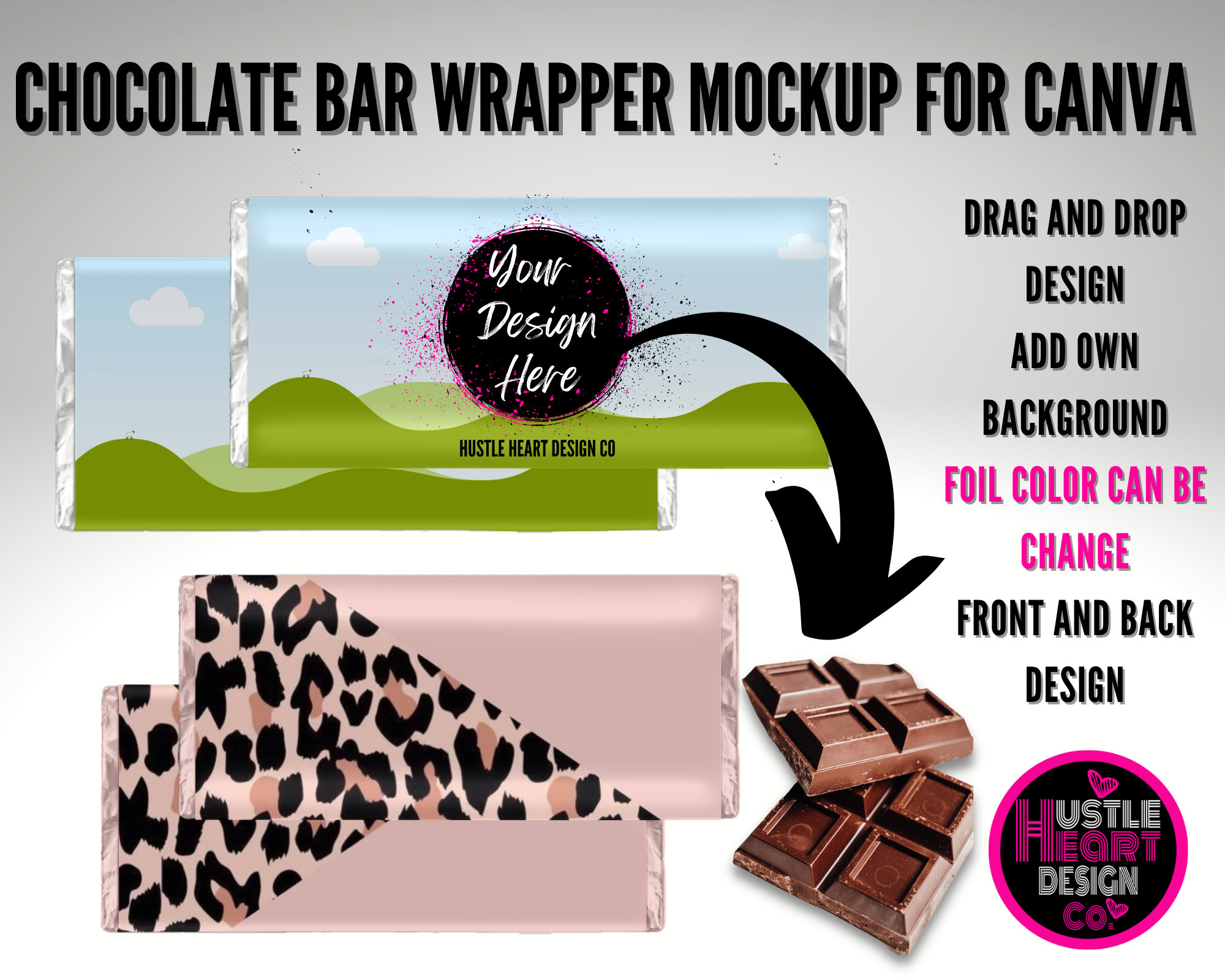 Chocolate Bar Wrapper Mockup for Canva, Party Favor Mockup, Add Your ...