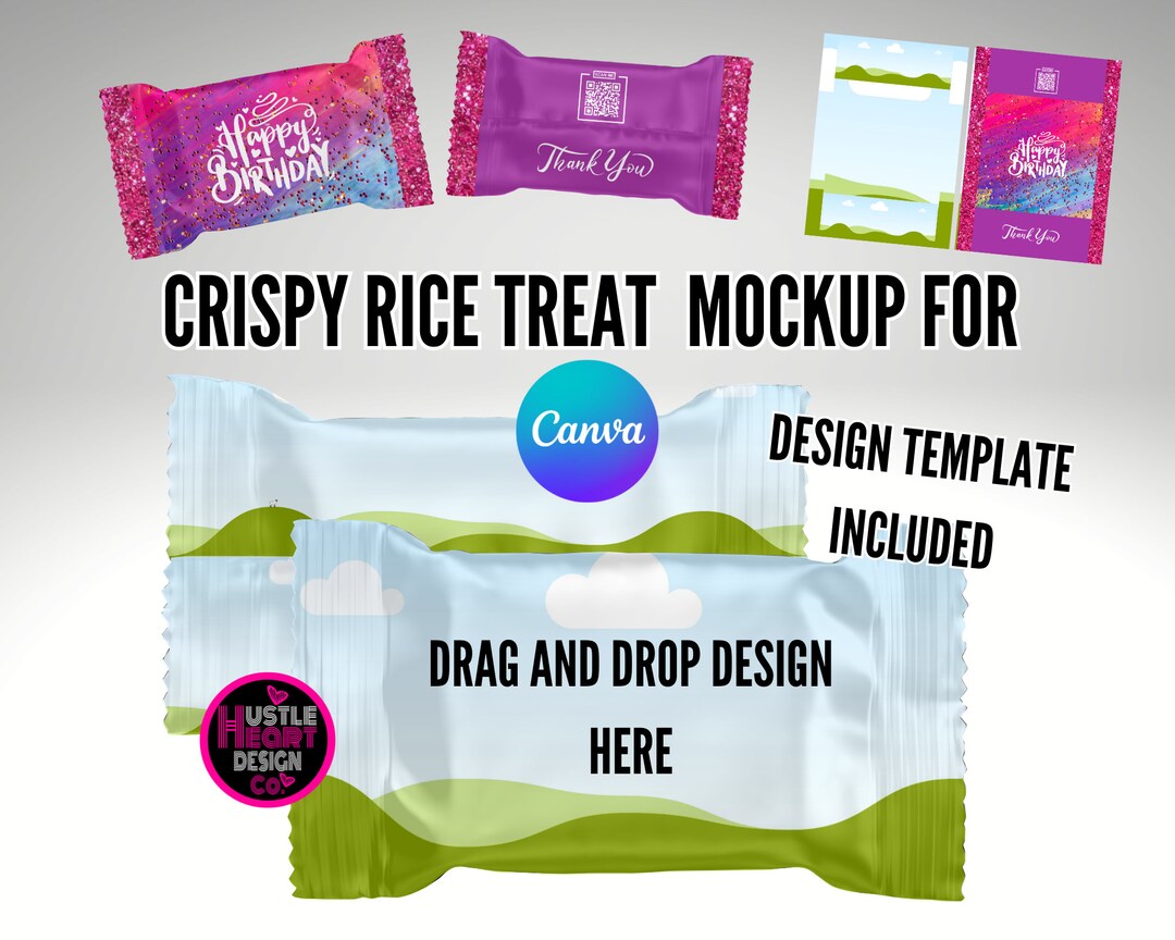 Crispy Rice Treat Wrapper Mockup for Canva, Party Favor Mockup, Add ...