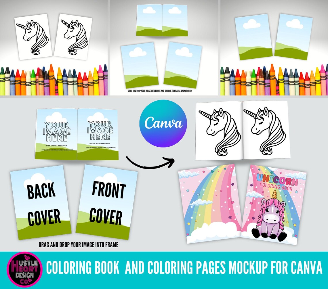 Coloring Book Mockup Coloring Pages Mock up for Canva Canva - Etsy