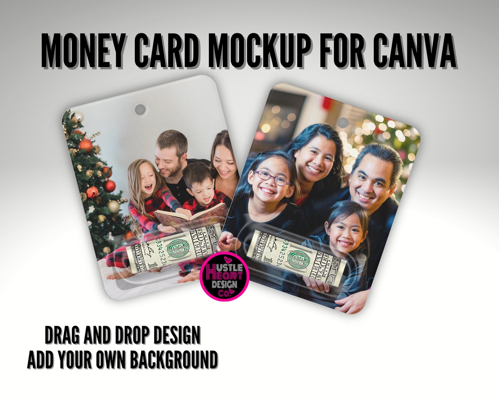Money Card Mockup for Canva, Canva Frame Mockup, Drag and Drop Design ...