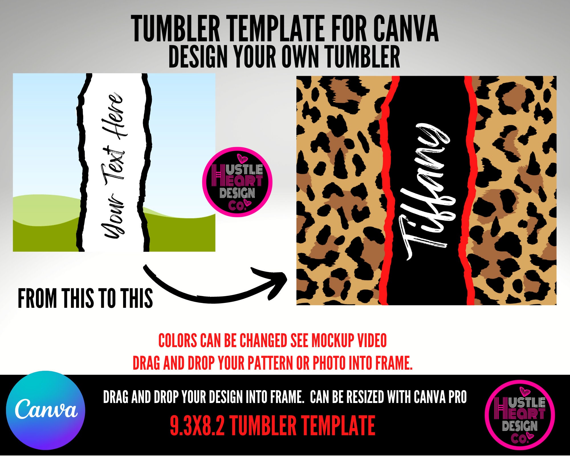 Sublimation Tumbler Template 20.oz Straight, Drag and Drop Canva ...