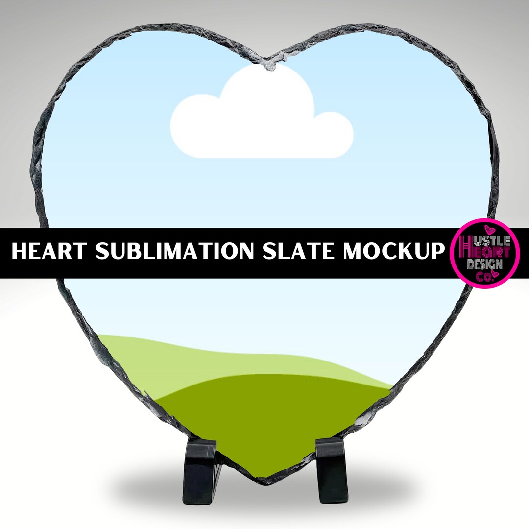 Dye Sublimation Slate Canva Mockup , Heart Slate Mockup Add Your Own ...