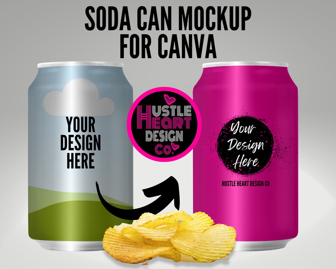 Soda Can Mockup for Canva Drag and Drop Design, Canva Template Frame ...