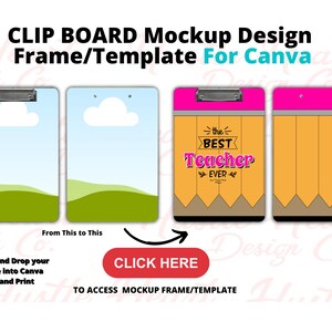 Canva Template Frame Mockup , 9X 12.5 IN. CLIPBOARD Mockup, Custom ...