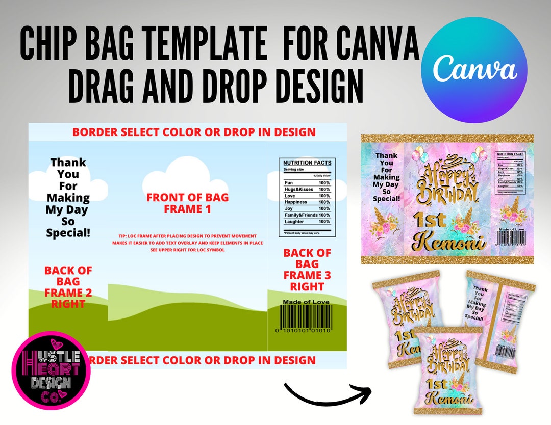 CANVA Chip Bag Template, Chip Bag Template, Editable Chip Bag Template ...