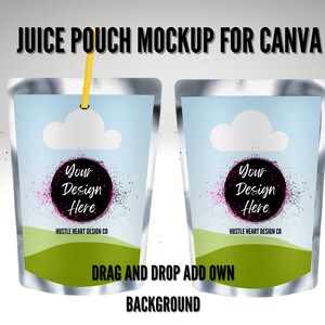 Juice Pouch Template and Label Sticker Mockup, Juice Pouch Label Mockup ...