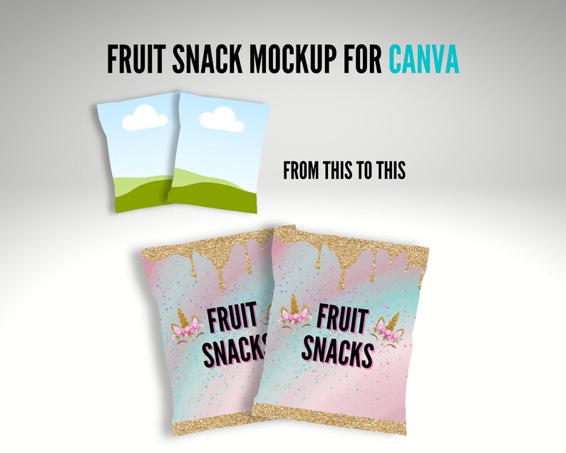 Fruit Snack Mock Up Party Favor Mockup Canva Mockup Add Etsy