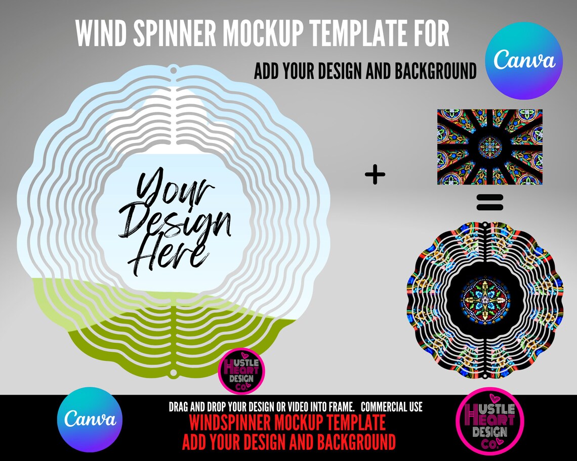 Wind Spinner Mockup for Canva, Wind Spinner Sublimation, Drag and Drop ...