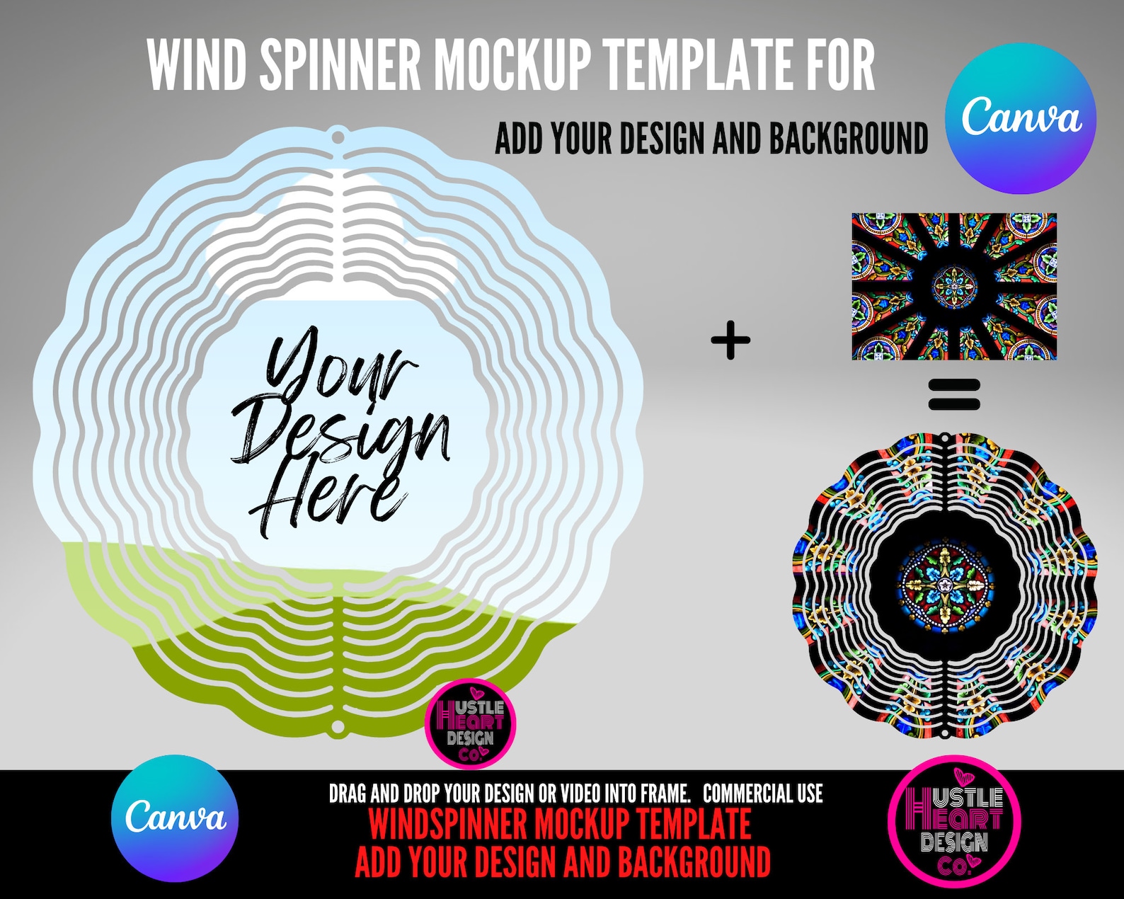 Wind Spinner Mockup for Canva, Wind Spinner Sublimation, Drag and Drop ...