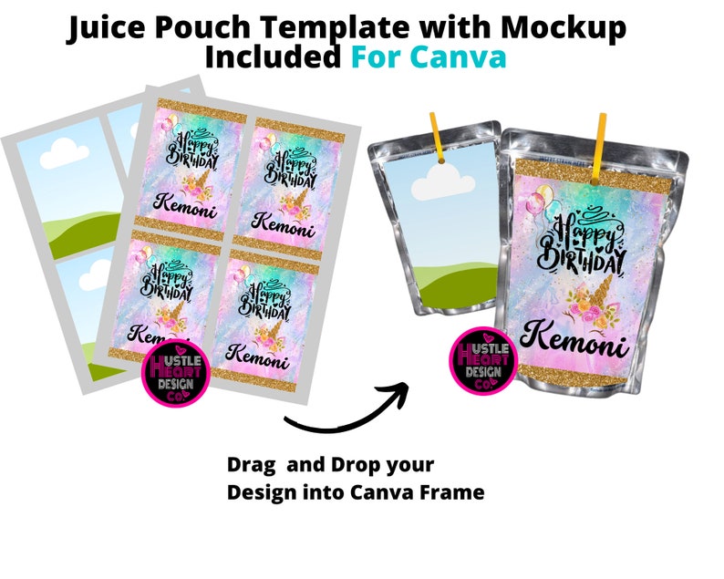 Juice Pouch Template and Label Sticker Mockup, Juice Pouch Label Mockup ...