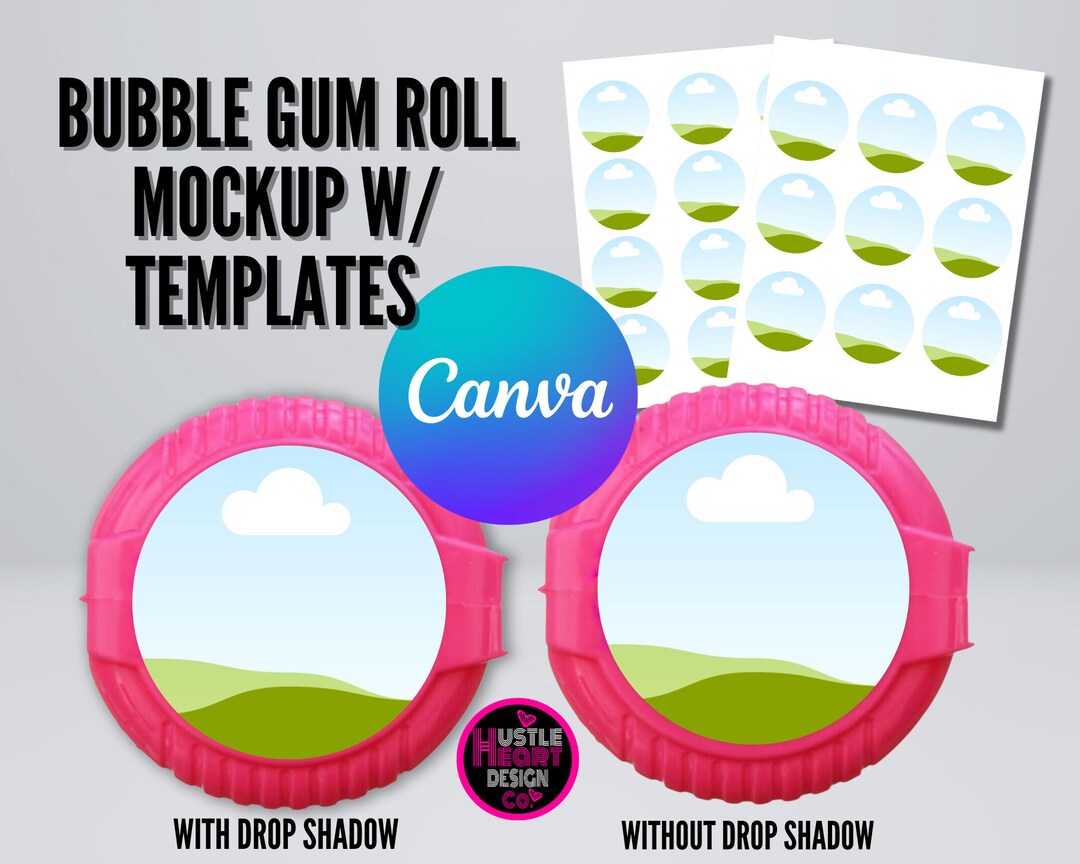 Party Favor Bubble Gum Roll Label Mockup , Drag and Drop Canva Frame ...