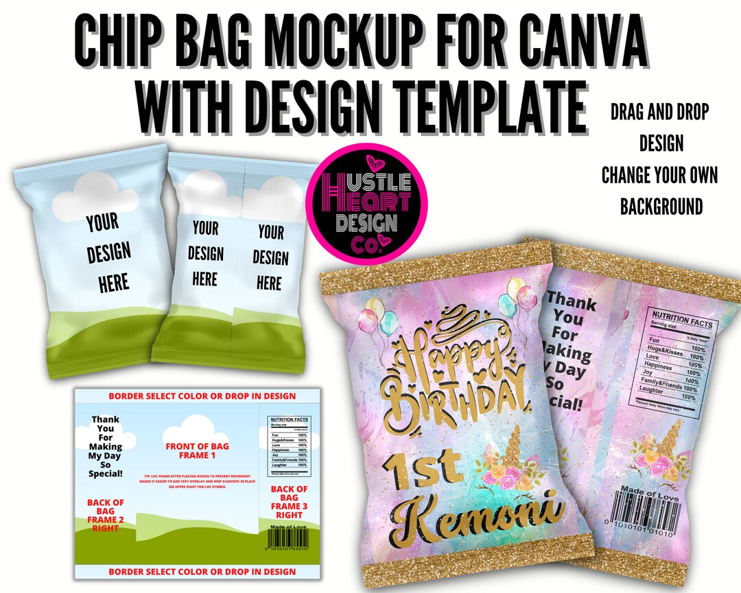 Canva Frame Chip Bag Mockup With Chip Bag Design Template, Drag and ...