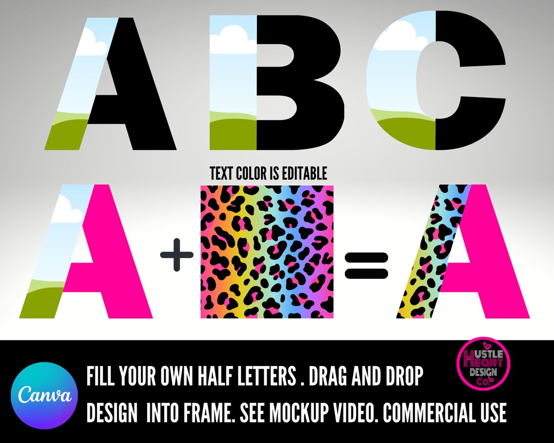 Canva Half Letters Template, Fill Your Own Half Letters on CANVA Drag ...