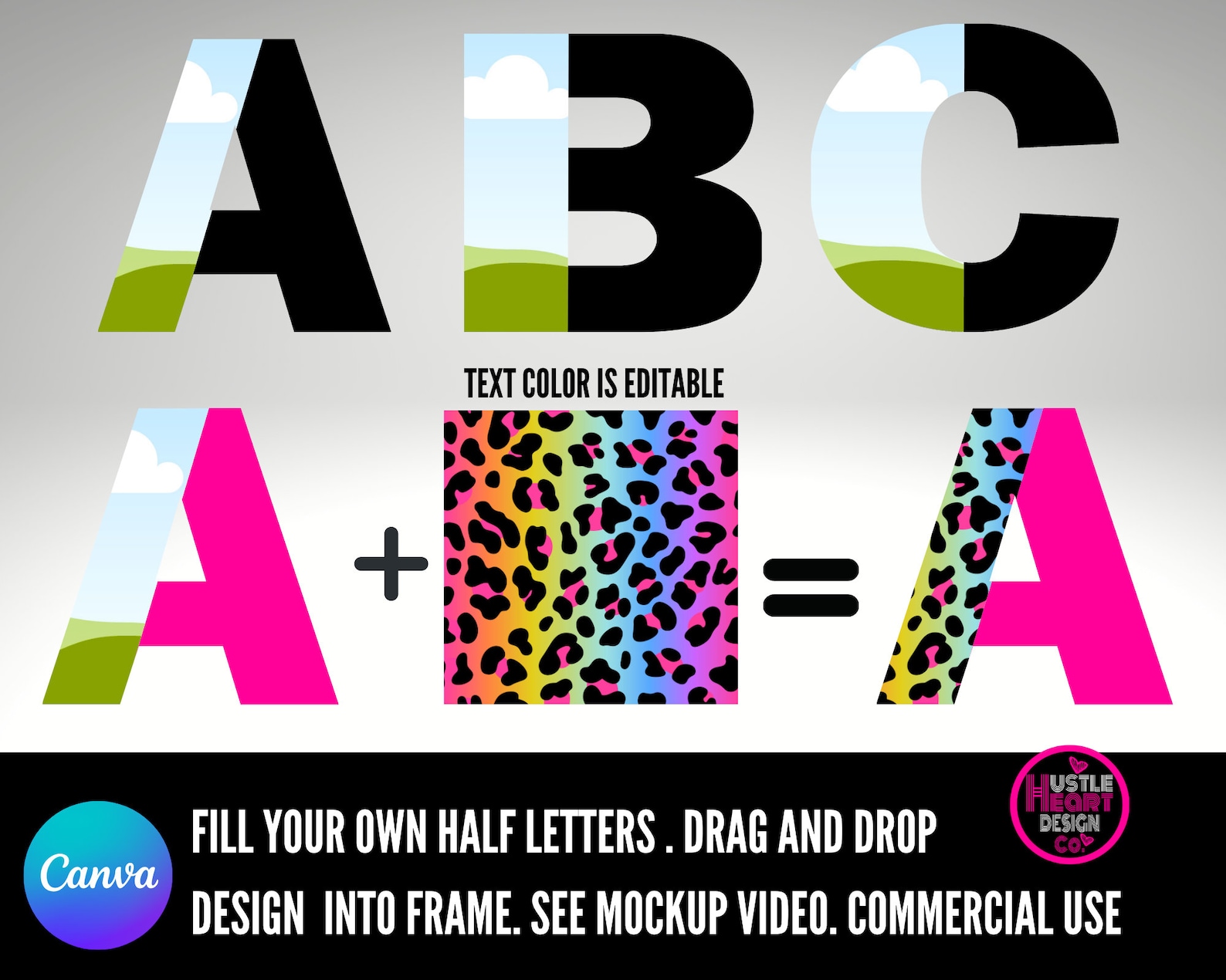 Canva Half Letters Template Fill Your Own Half Letters on - Etsy UK