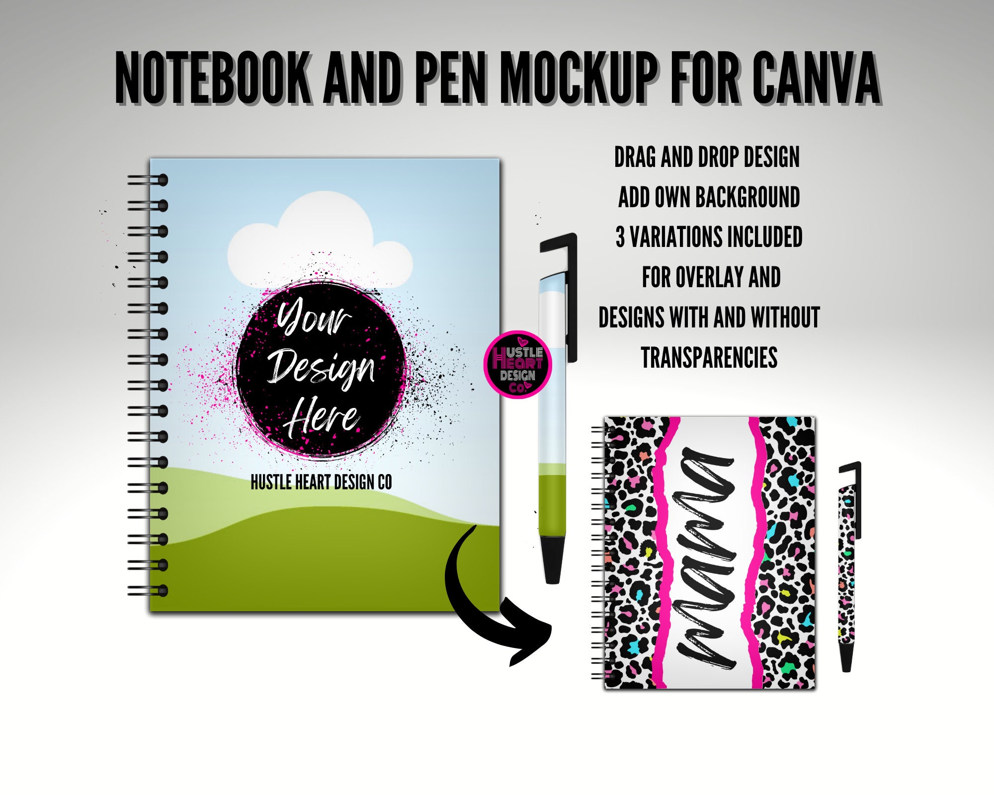 Spiral Notebook Mockup for Canva Sublimation Pen Mockup Drag - Etsy UK
