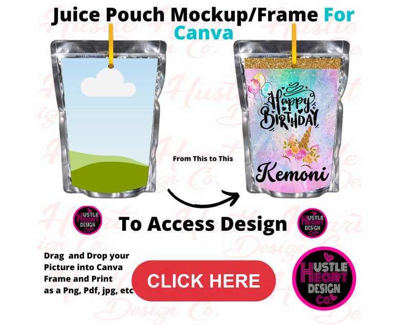 Juice Pouch Template and Label Sticker Mockup, Juice Pouch Label Mockup ...