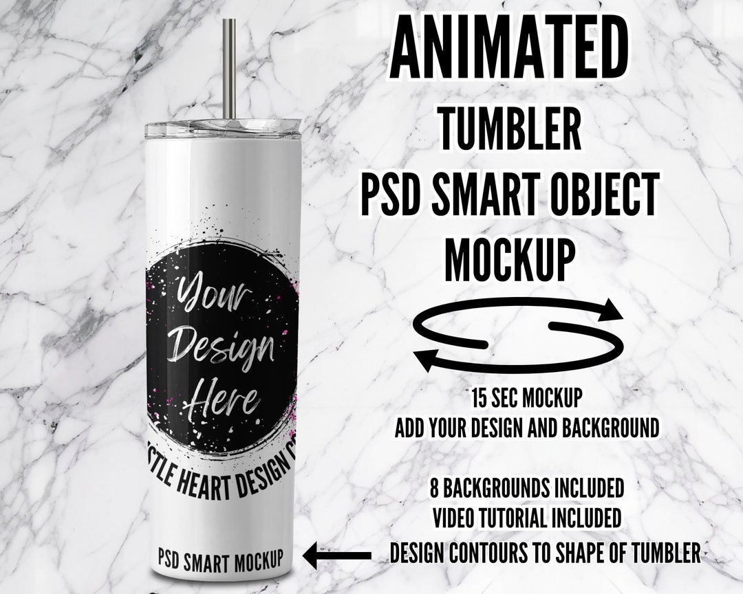 Animated Rotating Tumbler Mockup, Spinning Tumbler Mockup, Add Your Own ...