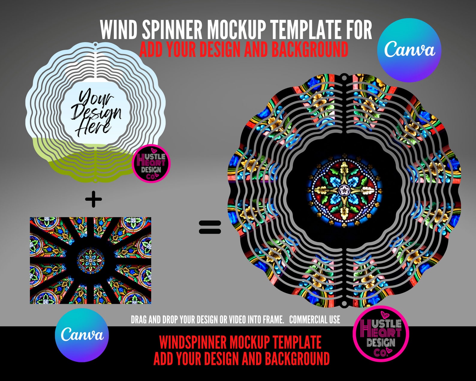 Wind Spinner Mockup for Canva, Wind Spinner Sublimation, Drag and Drop ...