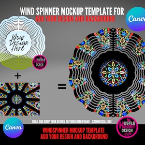 Wind Spinner Mockup for Canva, Wind Spinner Sublimation, Drag and Drop ...