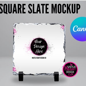 Dye Sublimation Square Slate Canva Mockup , Add Your Own Image and ...