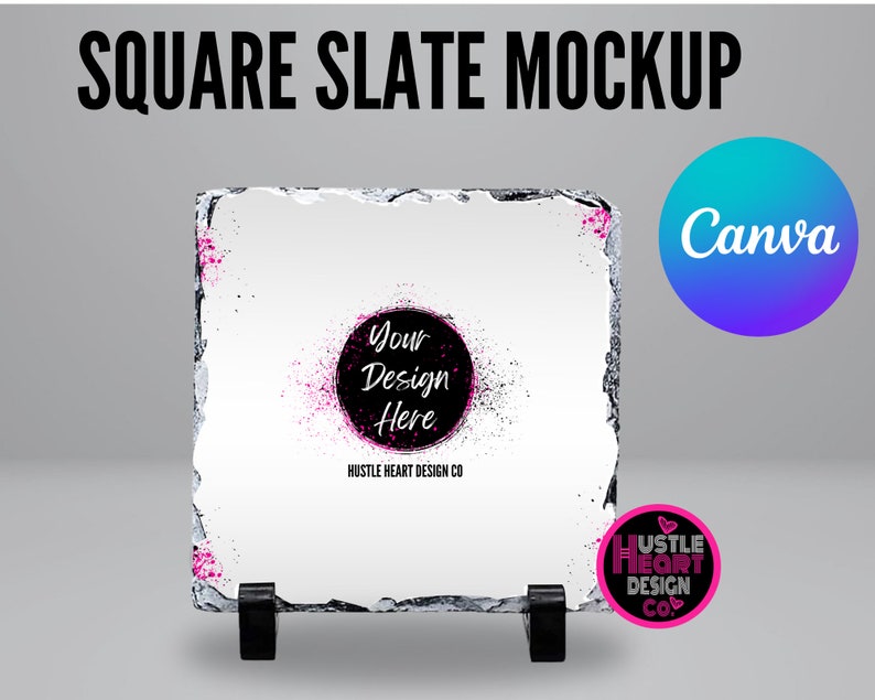 Dye Sublimation Square Slate Canva Mockup , Add Your Own Image and ...
