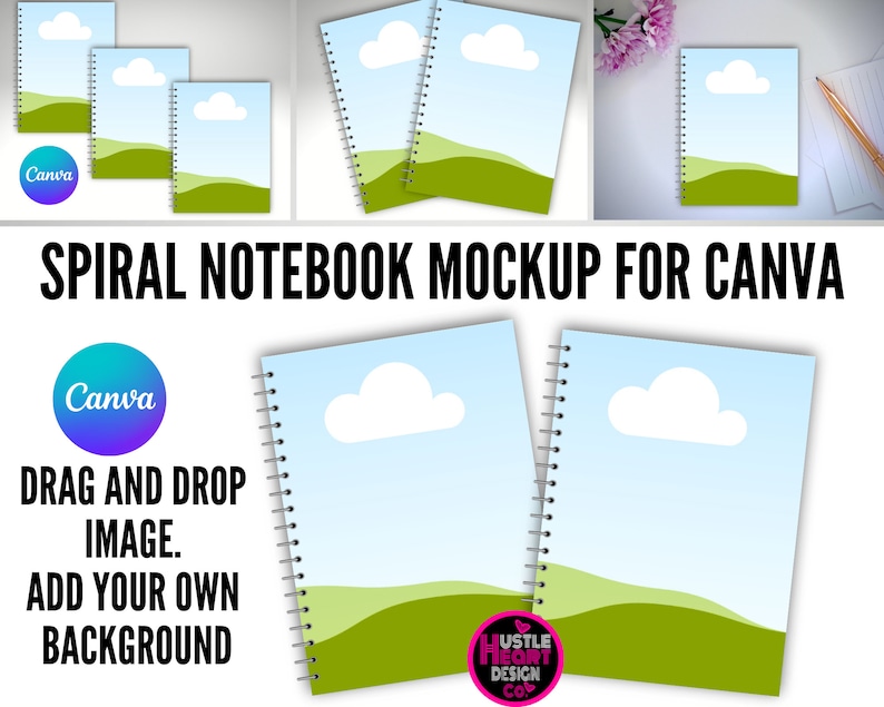 Spiral Notebook Mockup for Canva Drag and Drop Editable Canva - Etsy