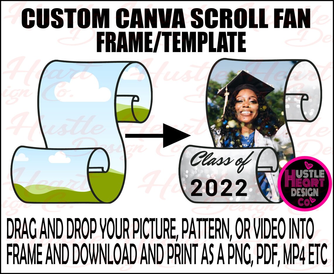 Graduate Fan Template, Custom Canva Graduation Scroll Template / Canva ...