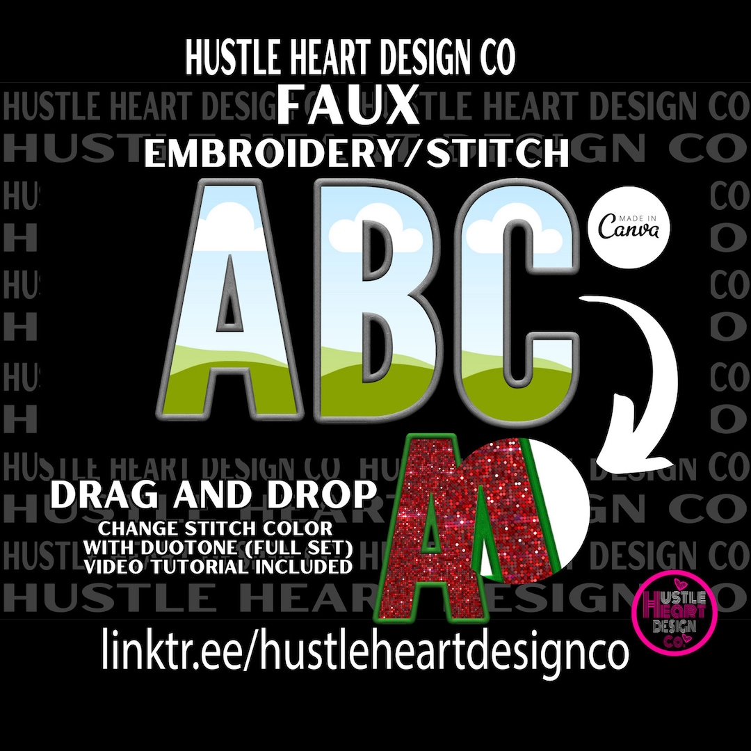 Fill Your Own Faux Embroidery Letters on CANVA, Drag and Drop ...