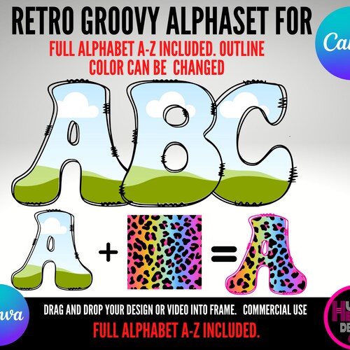 Fill Your Own VARSITY Letters on CANVA With Commercial Use - Etsy