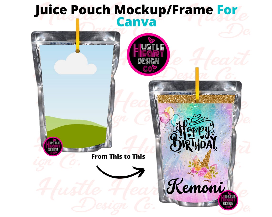 Juice Pouch Template and Label Sticker Mockup Juice Pouch - Etsy