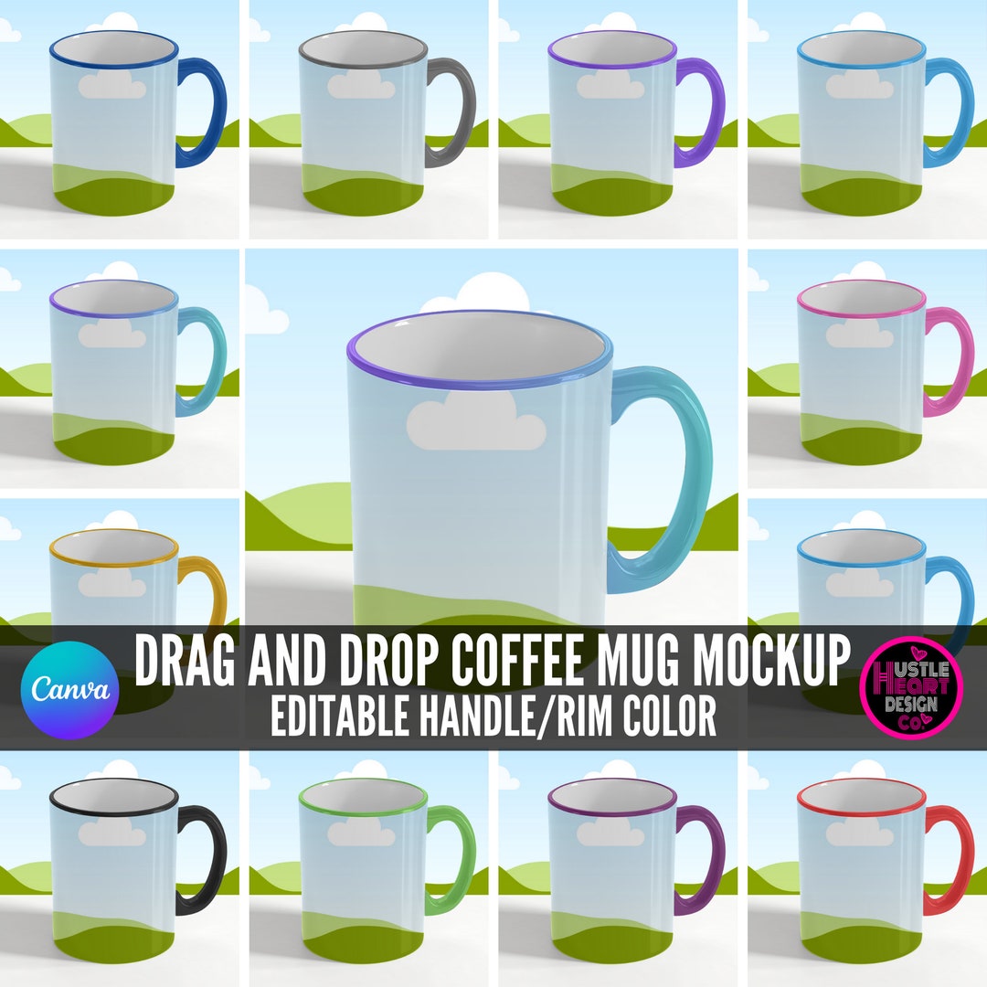 Coffee Cup Mockup Template for Canva, Coffee Mug, Drag and Drop Mockup ...