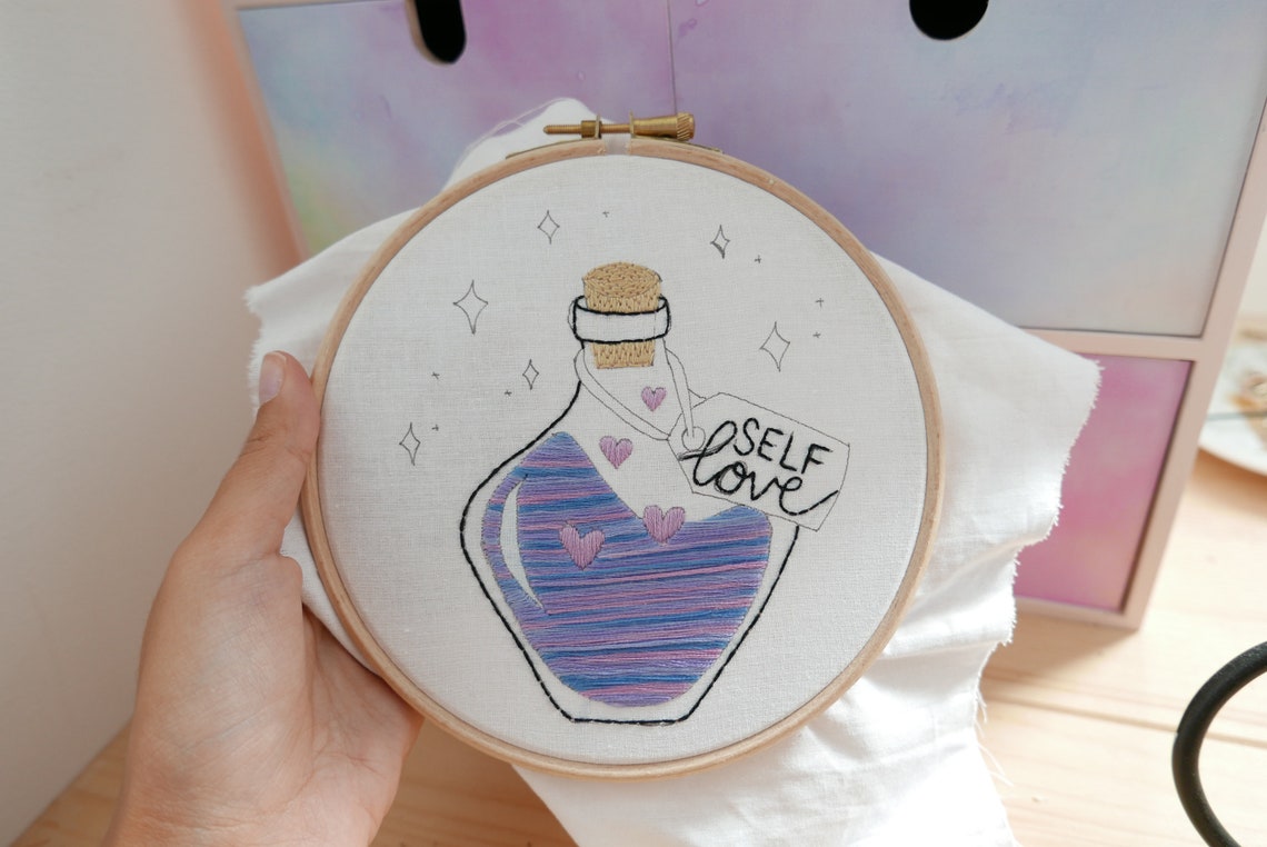 Self Love | PDF Embroidery Pattern, PDF, Floral Embroidery - Etsy