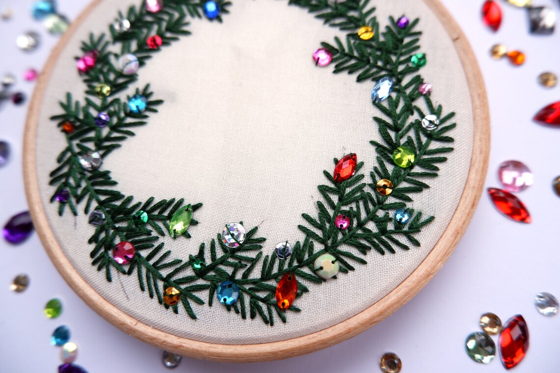 Wreath PDF Embroidery Pattern Download Pattern Sparkle - Etsy