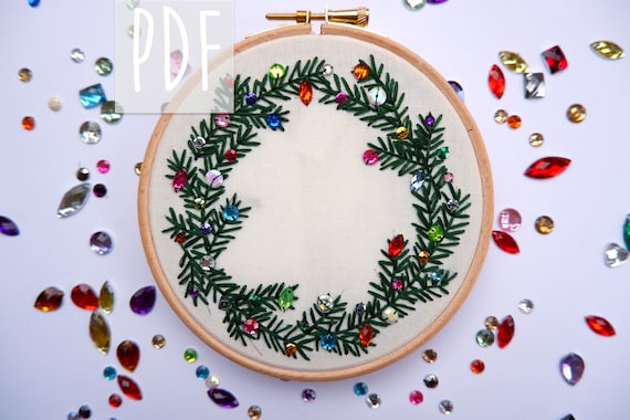 Wreath PDF Embroidery Pattern Download Pattern Sparkle | Etsy