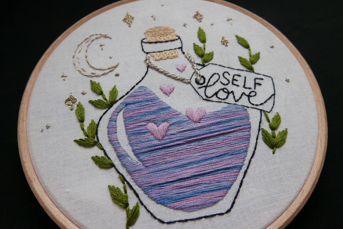 Self Love | PDF Embroidery Pattern, PDF, Floral Embroidery - Etsy