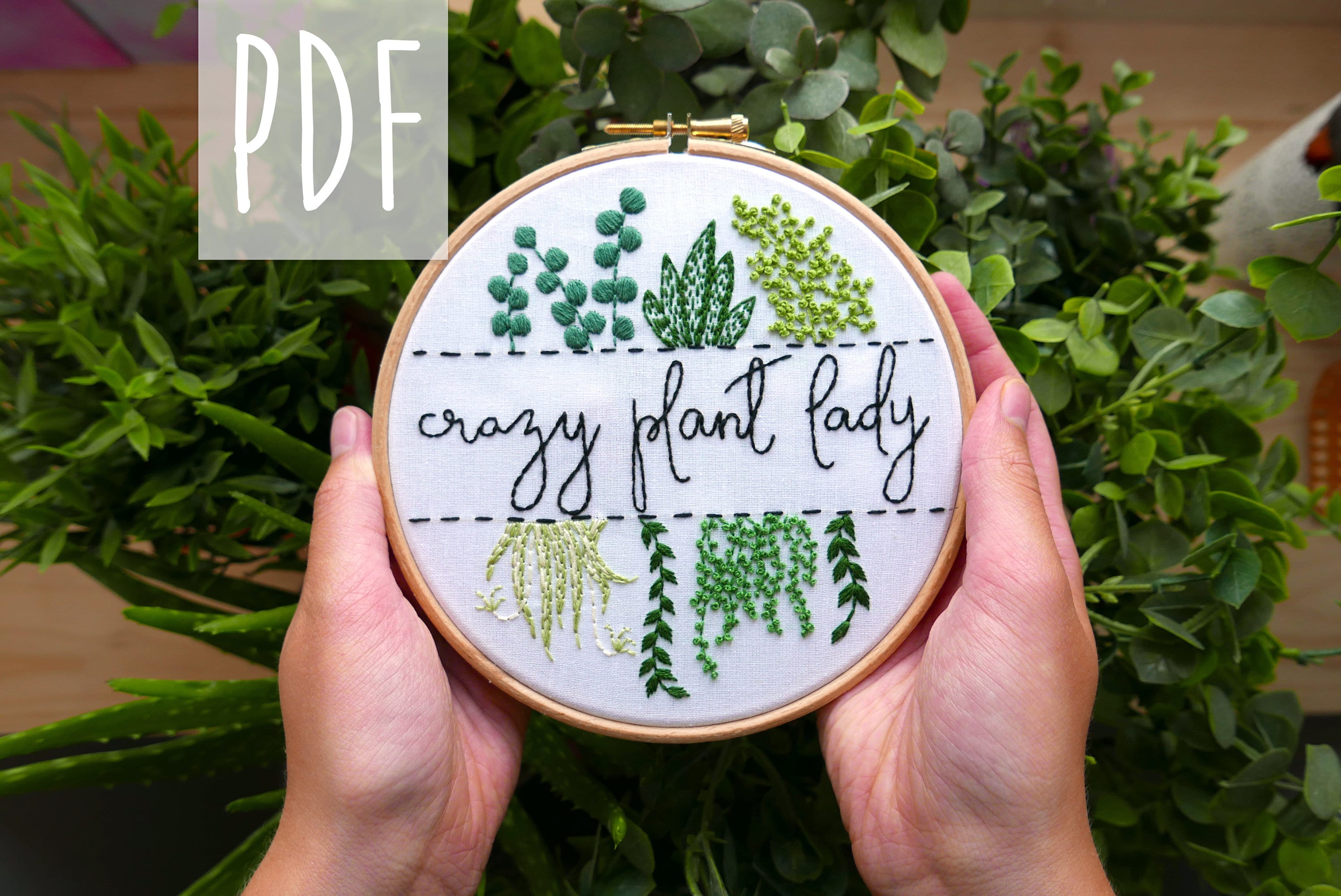 Crazy Plant Lady | PDF Embroidery Pattern, Download Pattern Floral ...
