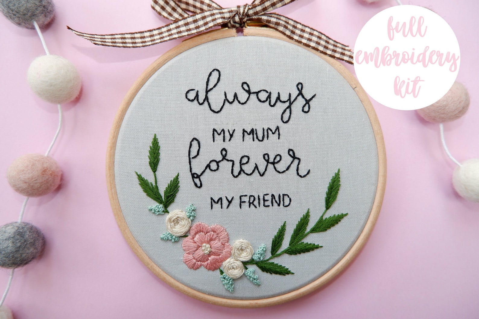 Mothers Day Embroidery Kit Floral Embroidery Kit Wreath - Etsy