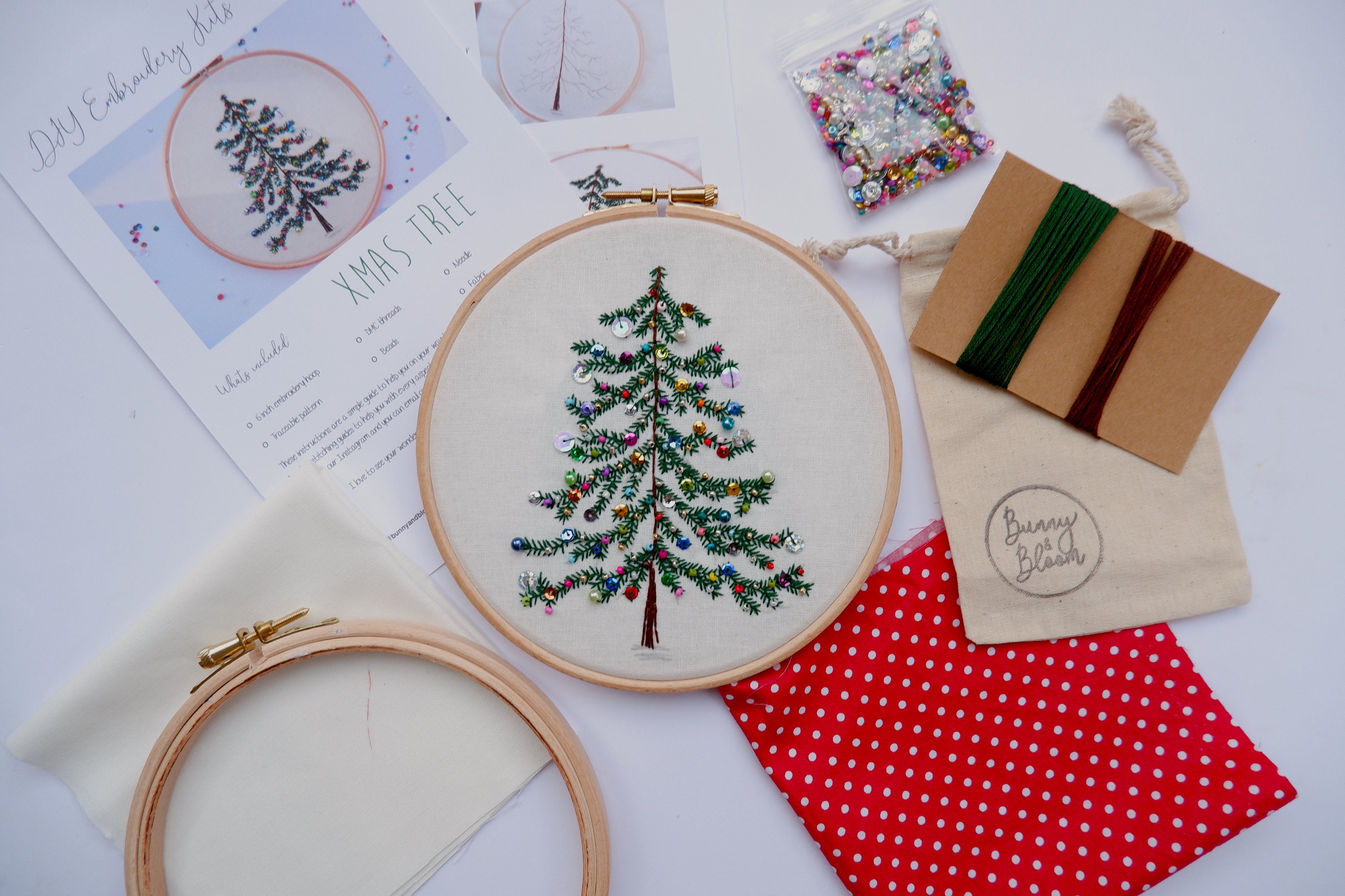 Beaded Christmas Tree Embroidery Kit - Etsy Canada