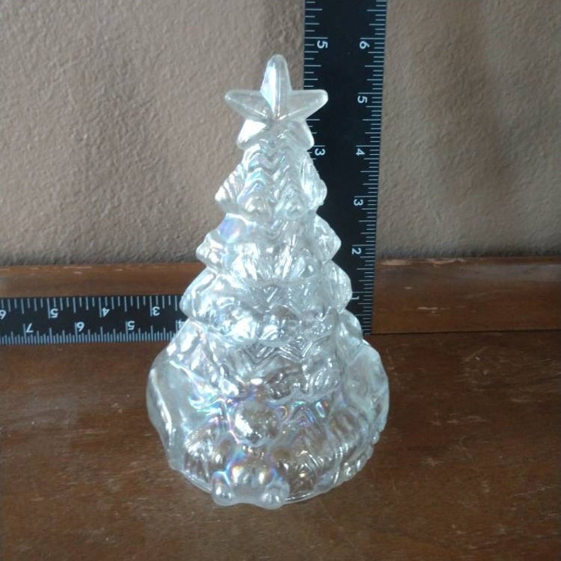 Vintage Clear Iridescent Glass Christmas Tree Holiday Decor - Etsy