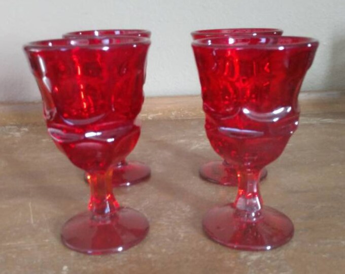 Vintage Fostoria Argus Ruby Red Wine Glasses Bar Stemware - Etsy