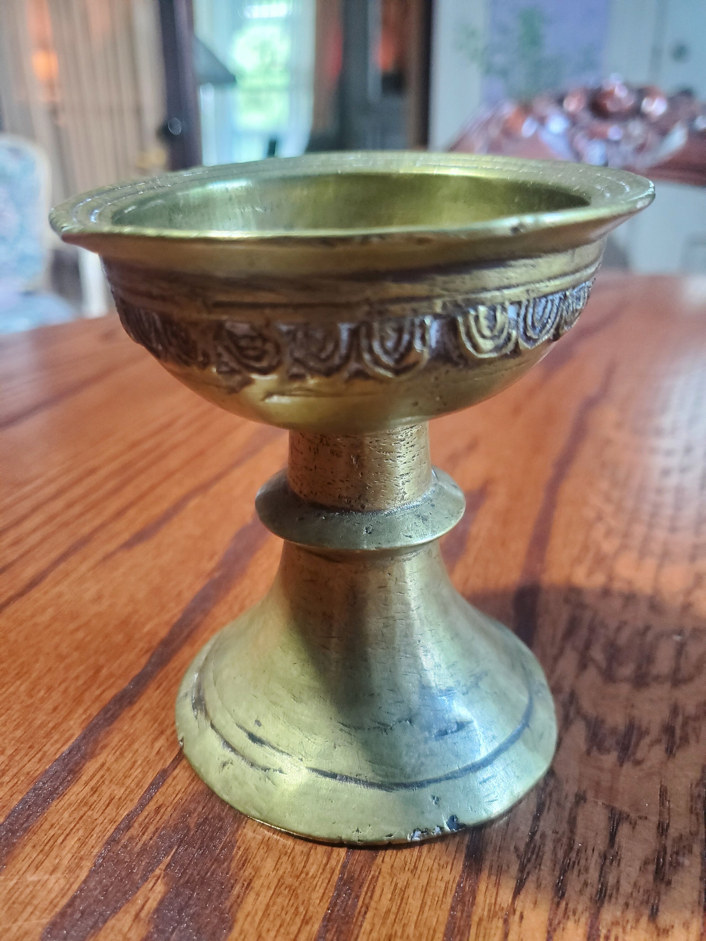 Vintage Brass Tibetan Hindu Ceremonial Ritual Offering Cup Butter Lamp ...