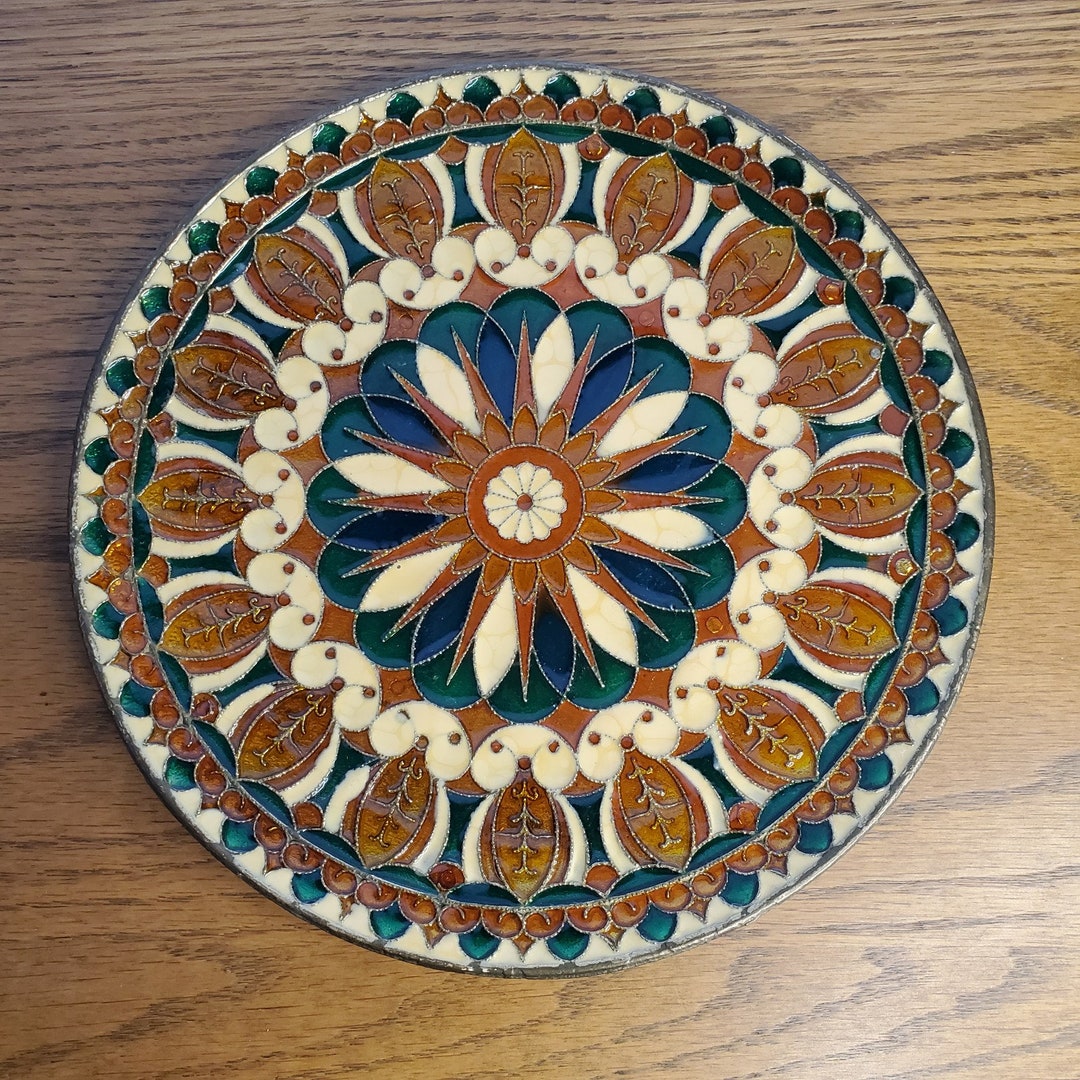 Vintage Brass Cloisonne Enameled Wall Plate Mandela - Etsy