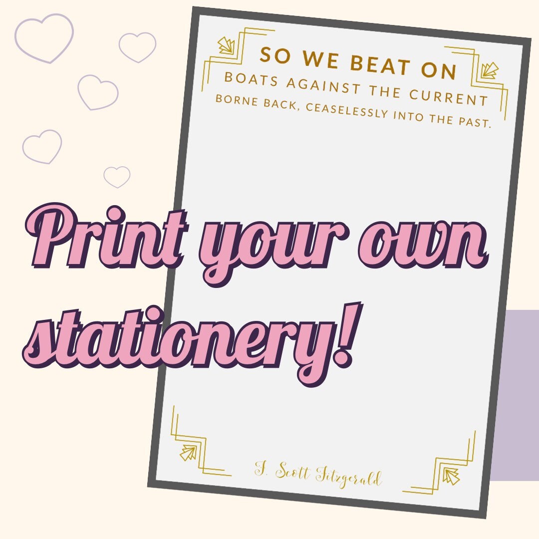 The Great Gatsby Printable Stationery Digital File - Etsy